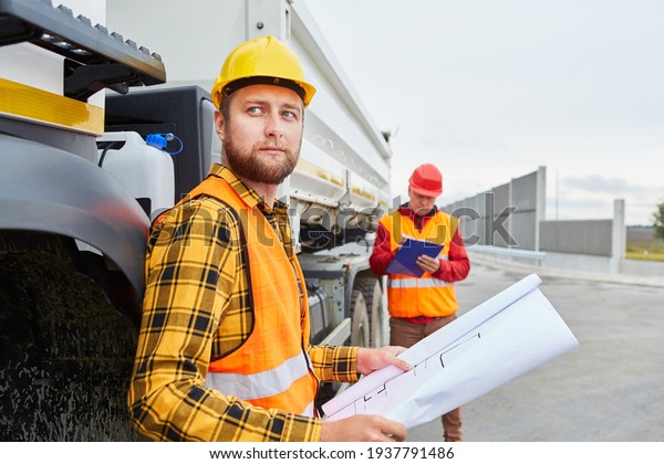 Worker Construction Drawing Site Plan Front Stock Photo 1937791486 ...