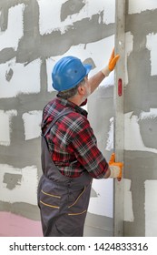 Worker Control Styrofoam Polystyrene Insulation Wall Stock Photo ...