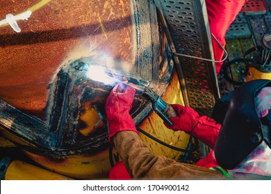 Worker Do Welding Work Weld Crown Stock Photo 1704900142 | Shutterstock