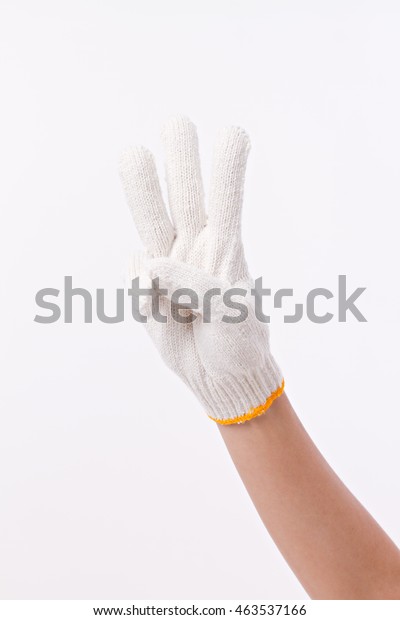 Worker Hand Pointing Three Fingers Cotton Stock Photo 463537166 ...