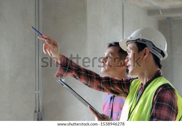 Worker Inspector Checking Checklist Pointing New Stock Photo (Edit Now ...