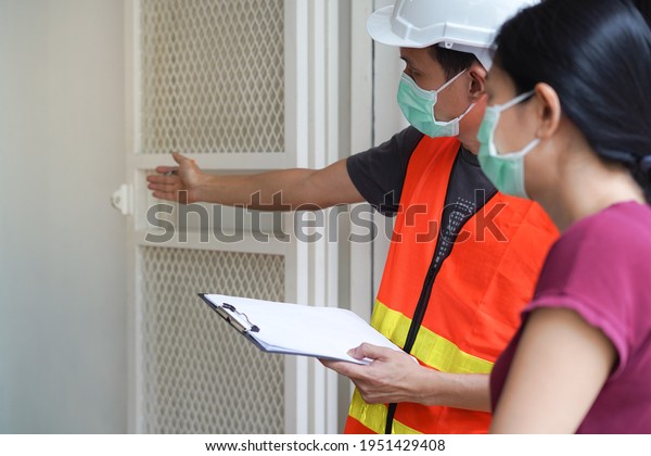 Worker Inspector Checking House Inspect Audit Stock Photo (Edit Now ...