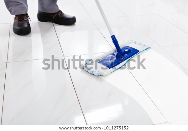 Worker Mopping Floor Mop Kitchen Stock Photo (Edit Now) 1011275152