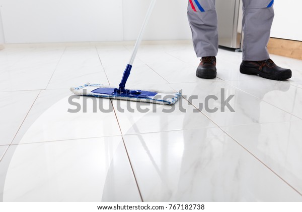 Worker Mopping Floor Mop Kitchen Stock Photo (Edit Now) 767182738