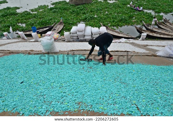 Worker Recycled Plastic Chips Drying Under Stock Photo 2206272605 ...