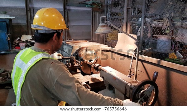 Worker Working On Lathe Machine Ppe Stock Photo 765756646 | Shutterstock