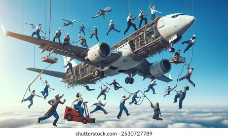Workers Building Plane While Already Flying AI-generated image ...