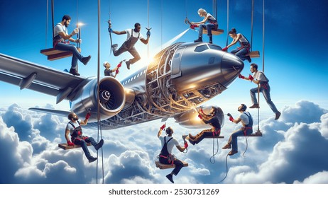 Workers Building Plane While Already Flying AI-generated image ...