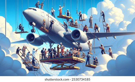 Workers Building Plane While Already Flying AI-generated image ...
