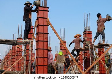 Workers Constructing Buildings Structures Utilities Civil Stock Photo ...