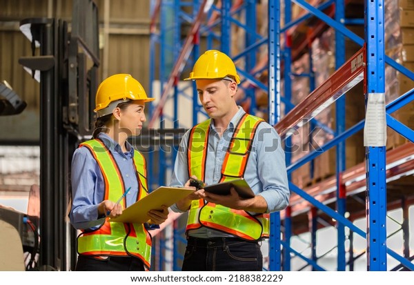 Workers Working Warehouse Manager Supervisor Taking Stock Photo ...