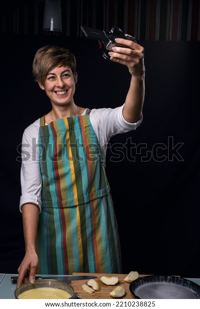 Working Kitchen Recording Video Tutorial Camera Stock Photo 2210238825 ...
