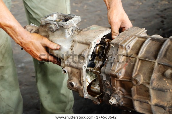 Working Man Hands On Engine Stuff Stock Photo 174563642 | Shutterstock