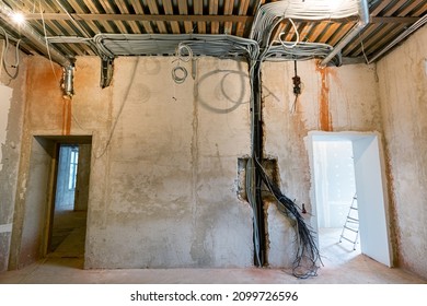 Working Process Groove Wall Chasing Electrical Stock Photo 2099726596 ...