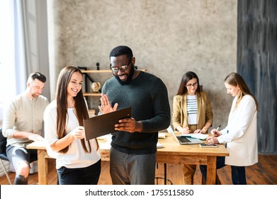 Working Process Two Colleagues Chill Atmosphere Stock Photo 1755115850 ...