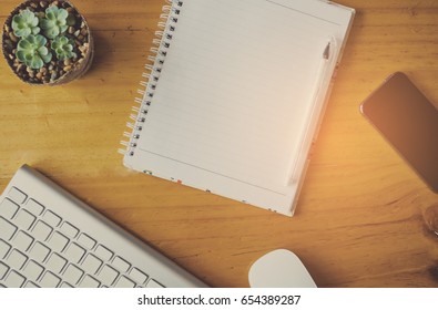 Working Table Top View Stock Photo (Edit Now) 654389287