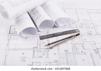 Workplace Architect Engineering Tools Creating New Stock Photo ...