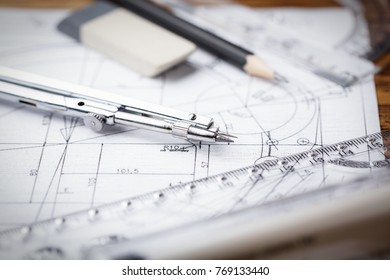 Architecture Plan Interior Work Tools Ruler Stock Photo 88010257 ...
