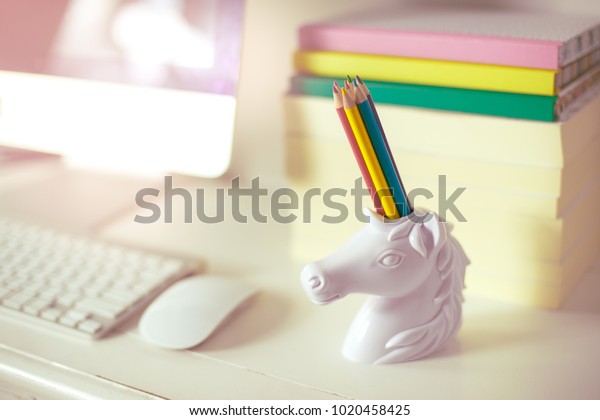 Workspace Front View Computer Keyboard Mouse Stock Photo (Edit Now ...