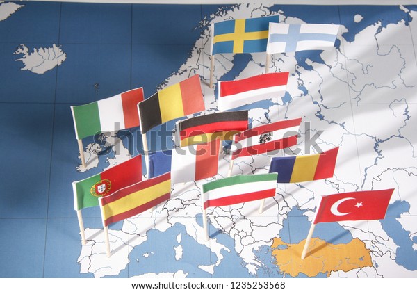 World Flags On Map Stock Photo 1235253568 | Shutterstock