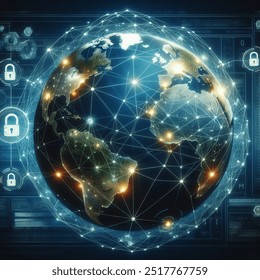 yapay zeka üretimi World Globe Interconnected Nodes Background That ...