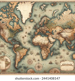 Colorful Child-friendly World Map Playful Illustrations AI-generated ...