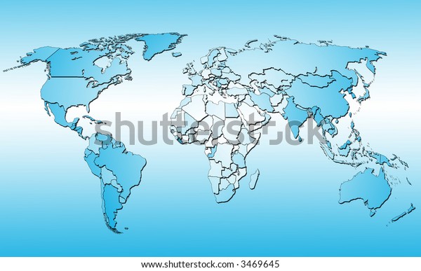 World Map All Countries Blue Background Stock Photo 3469645 | Shutterstock