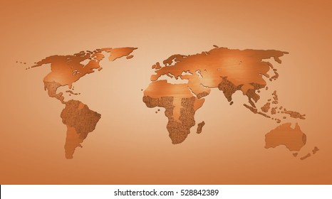 Vektor Stok World Map Paper Political Map World (Tanpa Royalti ...