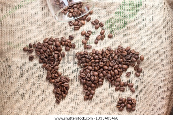 World Map Coffee Beans Stock Photo (Edit Now) 1333403468