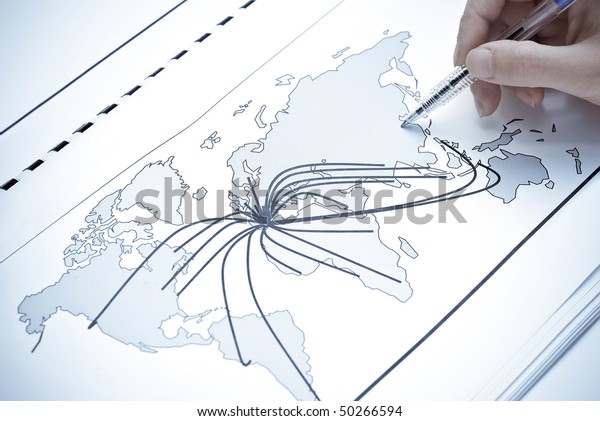 World Map Lines Between Worlds Cities Stock Photo 50266594 | Shutterstock
