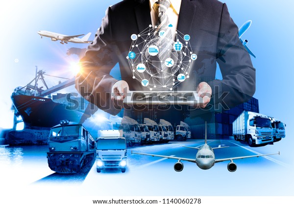 World map with logistic network distribution on background. Logistic ...