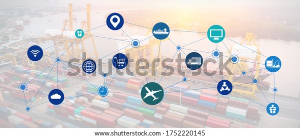 World map with logistic network distribution on background. Logistic ...