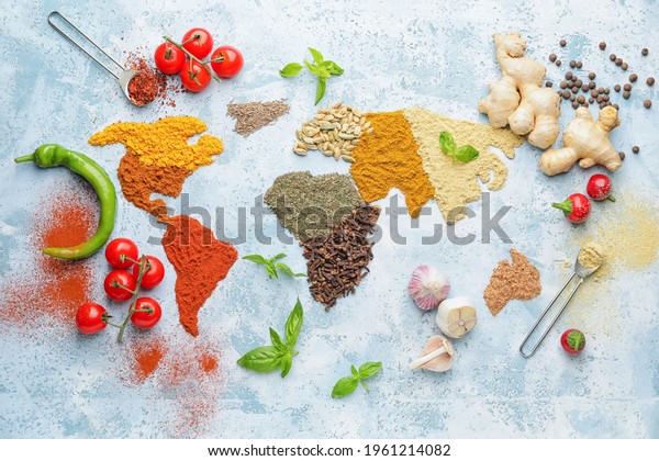 World Map Made Different Spices On Stock Photo 1961214082 | Shutterstock