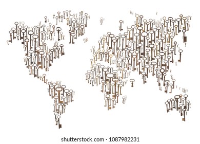 World Map Made Keys Stock Photo 1087982231 | Shutterstock
