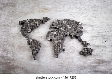 World Map Printers Blocks Stock Photo 45649258 | Shutterstock