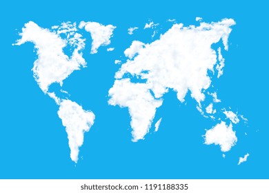 World Map Shaped Clouds Stock Photo 1191188335 | Shutterstock