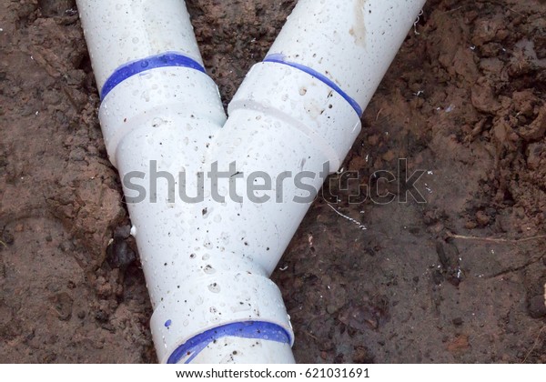 Y Intersection Sewer Pipe Exposed On Stock Photo (Edit Now) 621031691