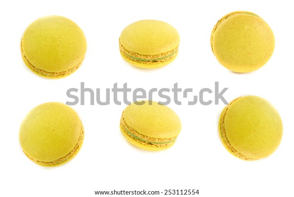 Yellow Macaroon On Background Stock Photo (Edit Now) 253112554