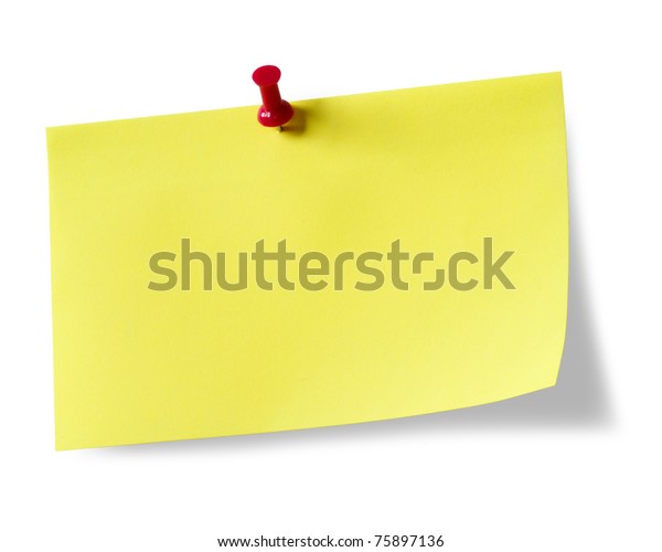 Yellow Note Paper Thumbtack Stock Photo (Edit Now) 75897136