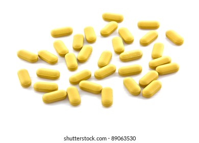 Yellow Multivitamin Mutimineral Pills Nutritional Supplement Stock ...