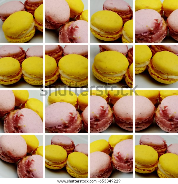 Yellow Pink Macarons Inside Square Shapes Stock Photo 653349229 ...