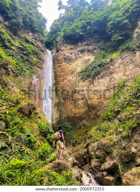 Young Adventurous Guy Standing Front Huge Stock Photo 2000972315 ...