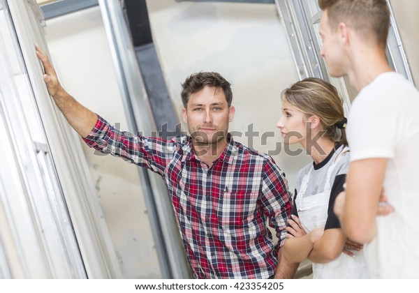 Young Apprentice Professional Plasterer Stock Photo 423354205 ...