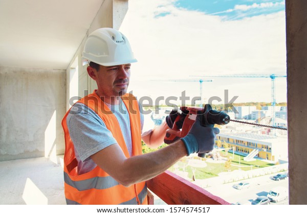 Young Assembly Worker Mounted Window Using Stock Photo 1574574517 ...
