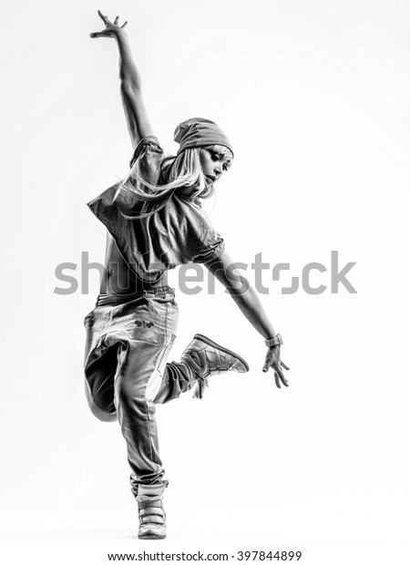 Young Beautiful Dancer Jumping Studio Stock Photo (Edit Now) 397844899
