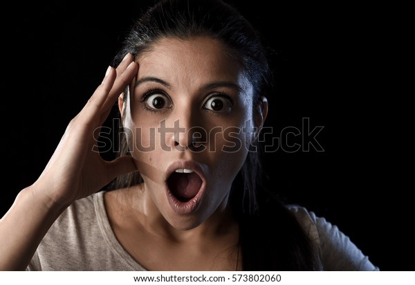Young Beautiful Scared Spanish Woman Shock Stock Photo (Edit Now) 573802060 Young Beautiful Scared Spanish Woman Shock Stock Photo (Edit Now) 573802060