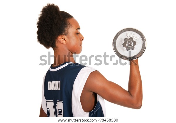 Young Black Boy Doing Workout Dumbbells Stock Photo 98458580 | Shutterstock