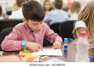 Young Boy Doing School Project Together Stock Photo 657283078 ...