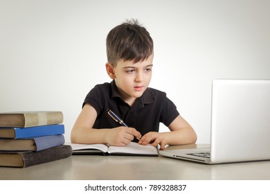 Young Boy Making Notes Front Laptop Stock Photo 789328837 | Shutterstock