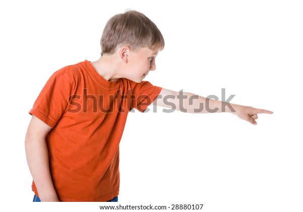 Young Boy Pointing Stock Photo (Edit Now) 28880107